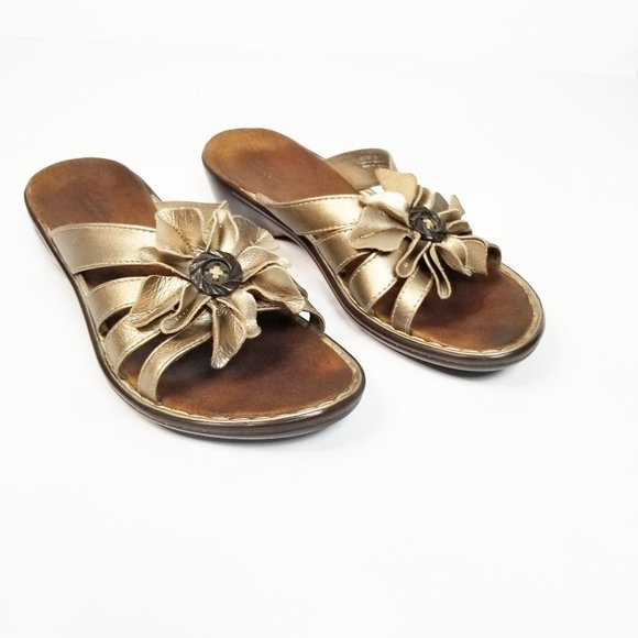 Clarks | Shoes | Clarks Bendables Womens Slide Sandal Gold Floral ...